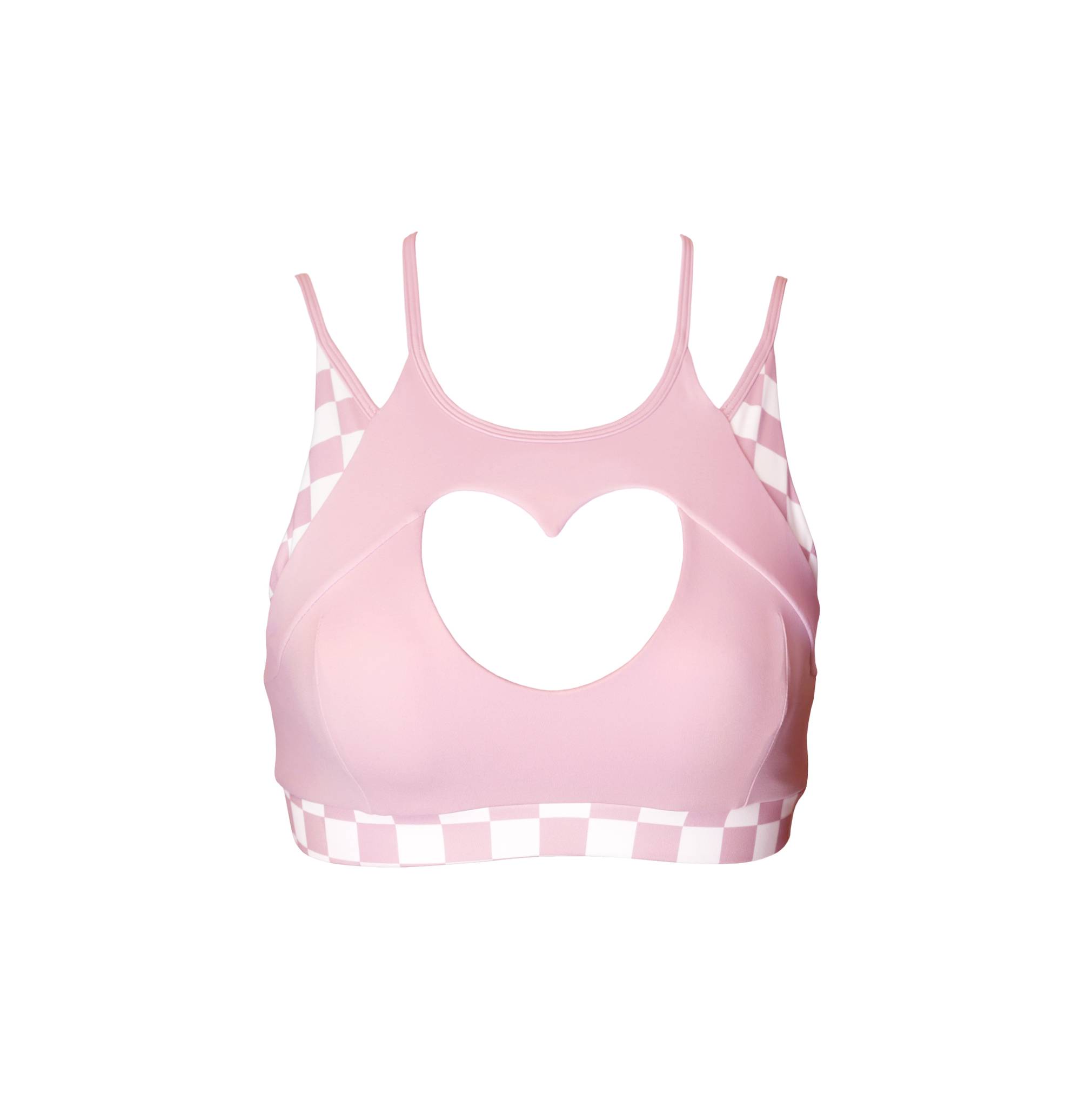 Light pink checkered heart cutout top - Hamade - Hamade