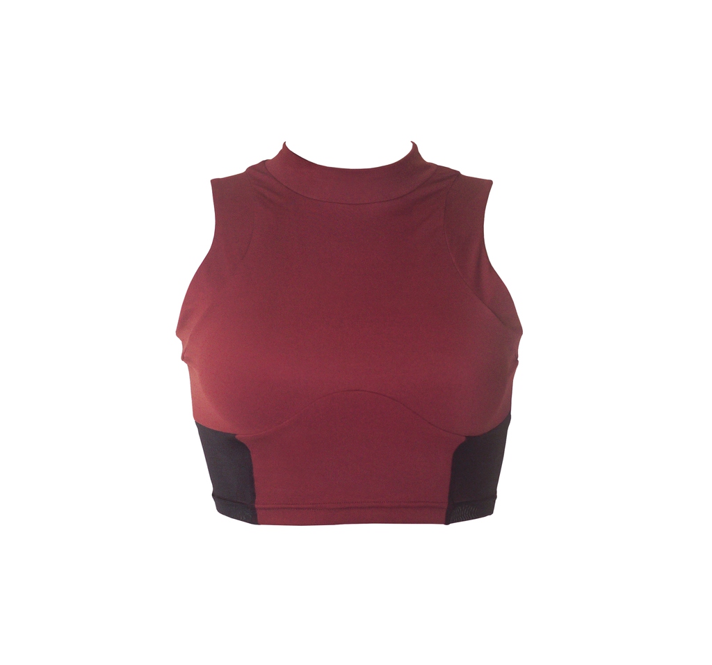 Brick red mesh side crop top - Hamade - Hamade