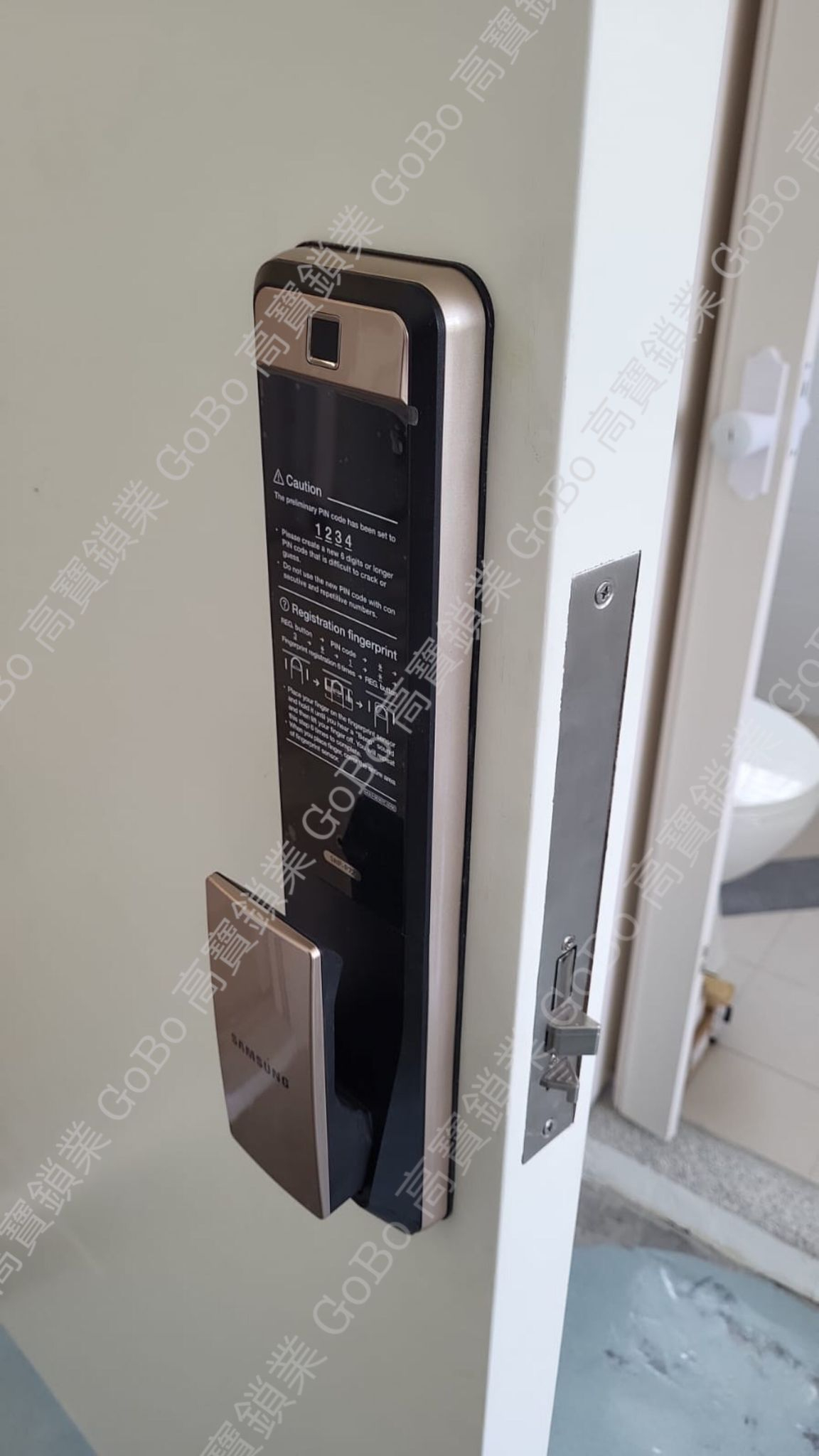 屯門 和田邨 裝電子門鎖 Samsung P72 香檳金色